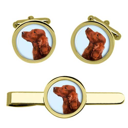 UK Gift Shop Irish Red Setter Cufflink and Tie Clip Set