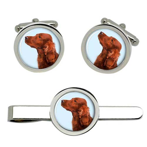 UK Gift Shop Irish Red Setter Cufflink and Tie Clip Set
