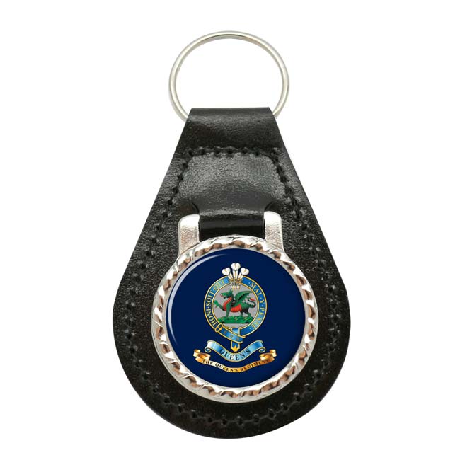 UK Gift Shop Queen's Regiment, British Army Leather Key Fob