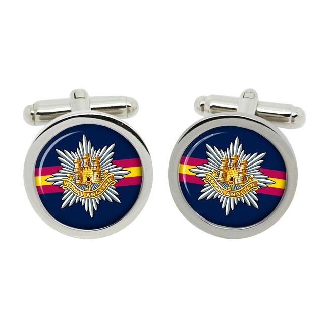 UK Gift Shop Royal Anglian Regiment, British Army Cufflinks in Chrome Box