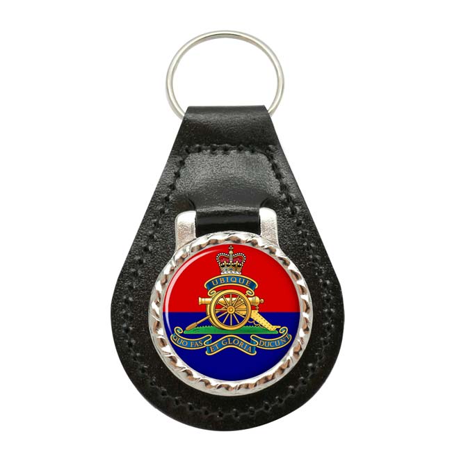UK Gift Shop Royal Artillery, British Army ER Leather Key Fob