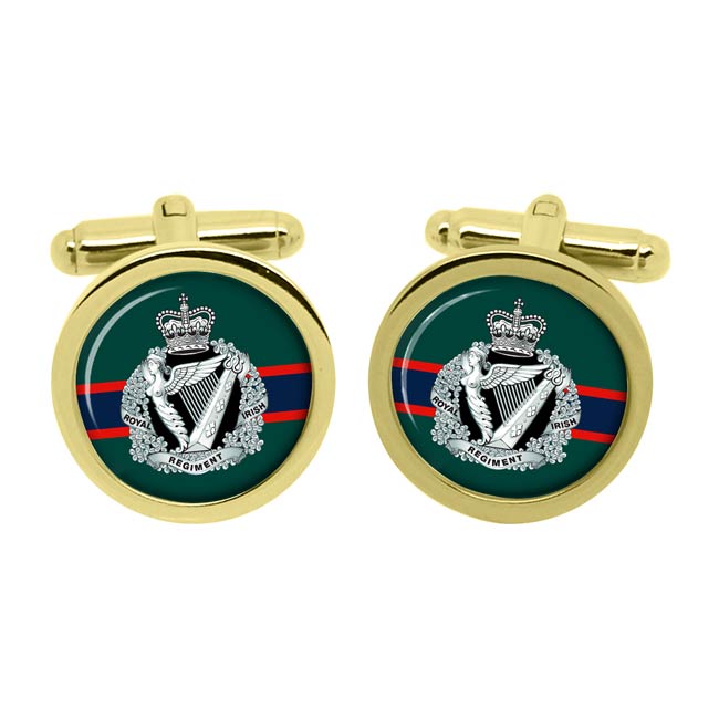 UK Gift Shop Royal Irish Regiment, British Army ER Cufflinks in Chrome Box