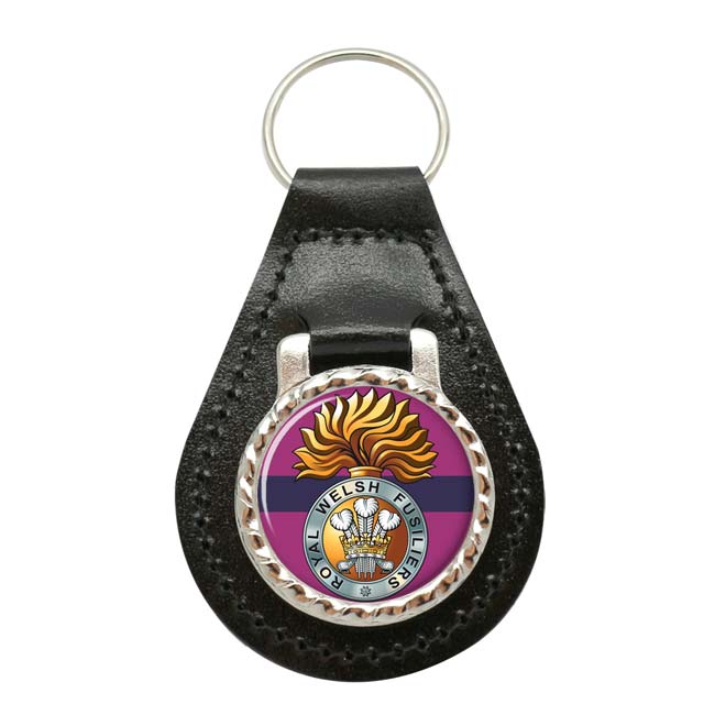 UK Gift Shop Royal Welsh Fusiliers, British Army Leather Key Fob