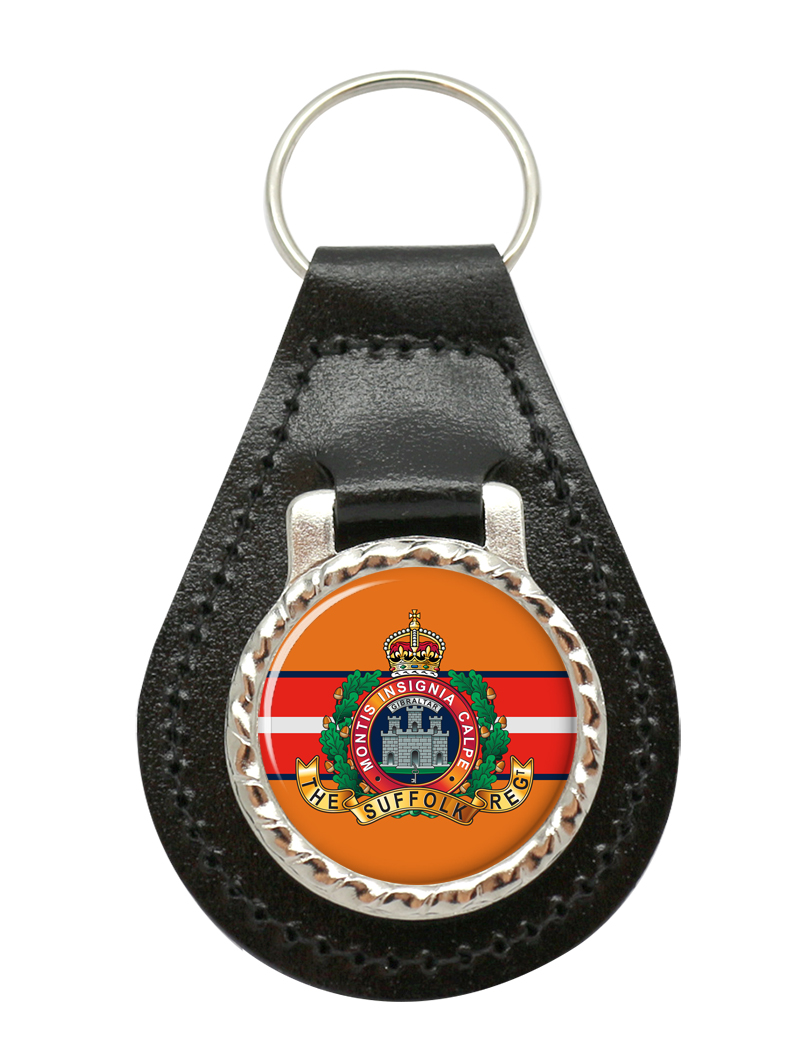 UK Gift Shop Suffolk Regiment, British Army Leather Key Fob