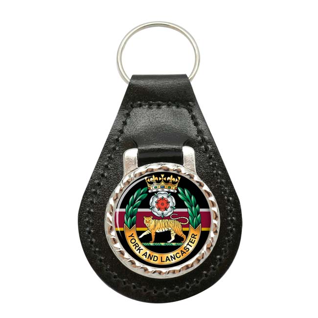 UK Gift Shop York and Lancaster Regiment, British Army Leather Key Fob