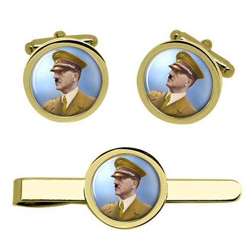 UK Gift Shop Adolf Hitler Profile Cufflink and Tie Clip Set