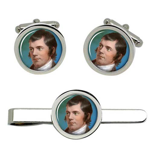 UK Gift Shop Robbie Burns Cufflink and Tie Clip Set