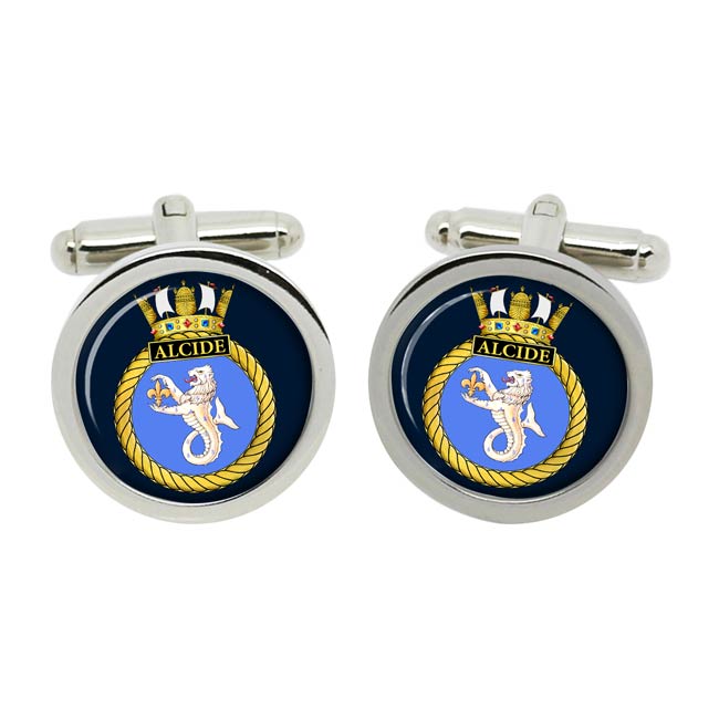 UK Gift Shop HMS Alcide, Royal Navy Cufflinks in Box