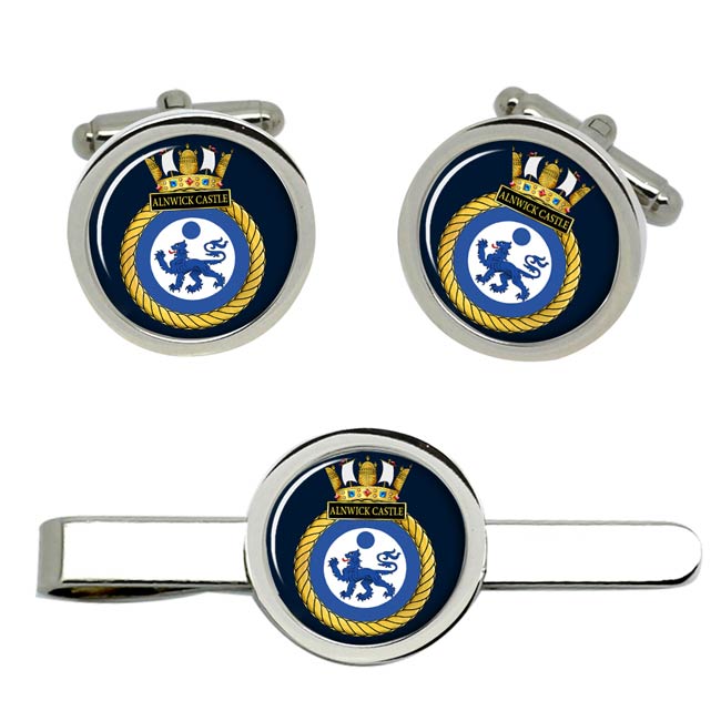 UK Gift Shop HMS Alnwick Castle, Royal Navy Cufflink and Tie Clip Set