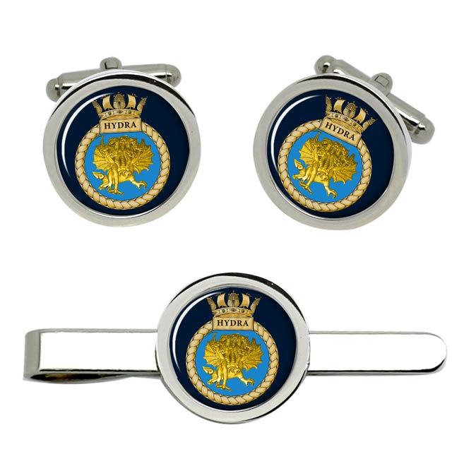 UK Gift Shop HMS Hydra, Royal Navy Cufflink and Tie Clip Set