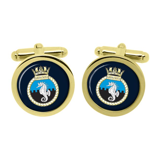 UK Gift Shop HMS Leeds Castle, Royal Navy Cufflinks in Box