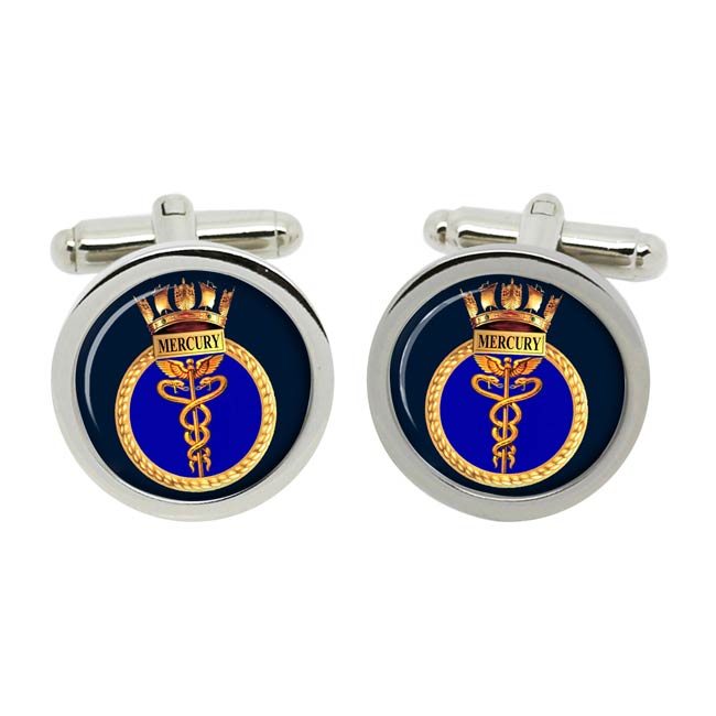 UK Gift Shop HMS Mercury, Royal Navy Cufflinks in Box