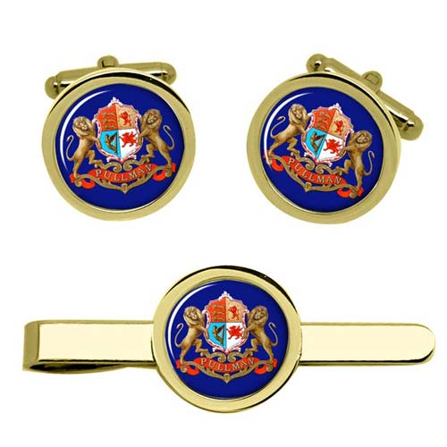 UK Gift Shop Pullman Train Crest Cufflink and Tie Clip Set